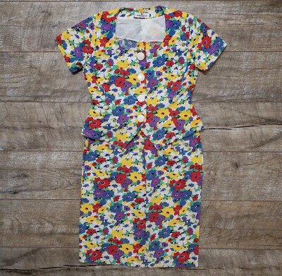 Pierre Balmain Vintage Floral Suit Womens Size 42 Blazer Skirt Paris ...