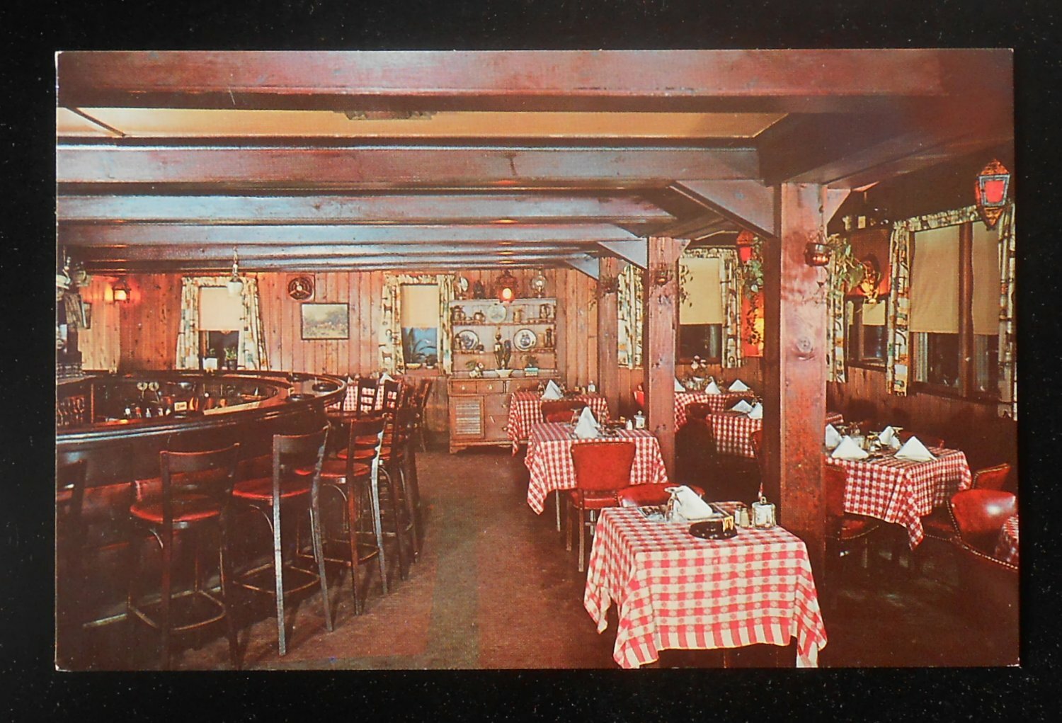 1960s INTERIOR Lincroft Inn Curved Bar Lincroft NJ Monmouth Co Postcard ...