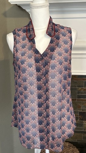 CAbi style 3620 Fan Blouse Moroccan Geo button up Small Sheer ...