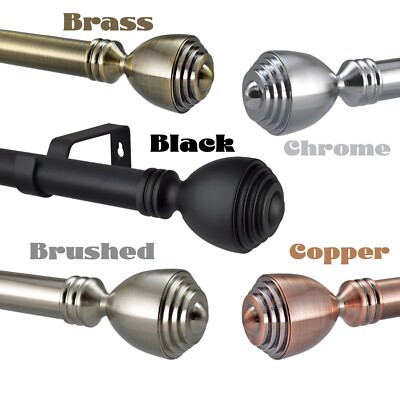 Curtain Pole Extendable Rod 28mm Eyelet Metal Chrome Brass Black Copper ...