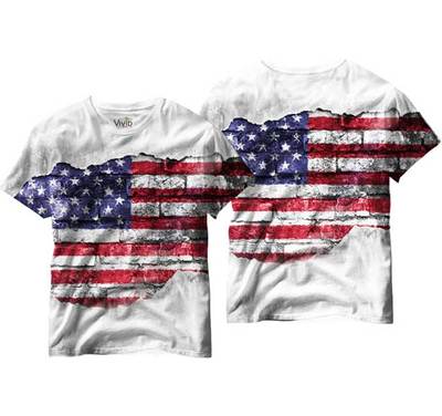Horizontal Rip Through American Flag USA Patriot Mens Sublimation Shirt ...