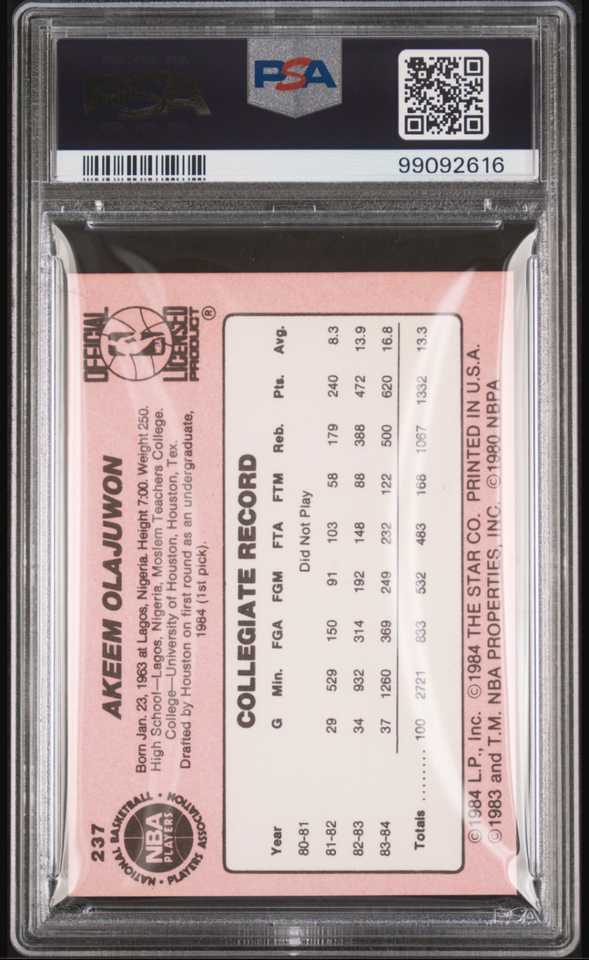 1984 Star Hakeem Olajuwon Rookie Card PSA 7.5 NM-MT+ Pop 1 | eBay