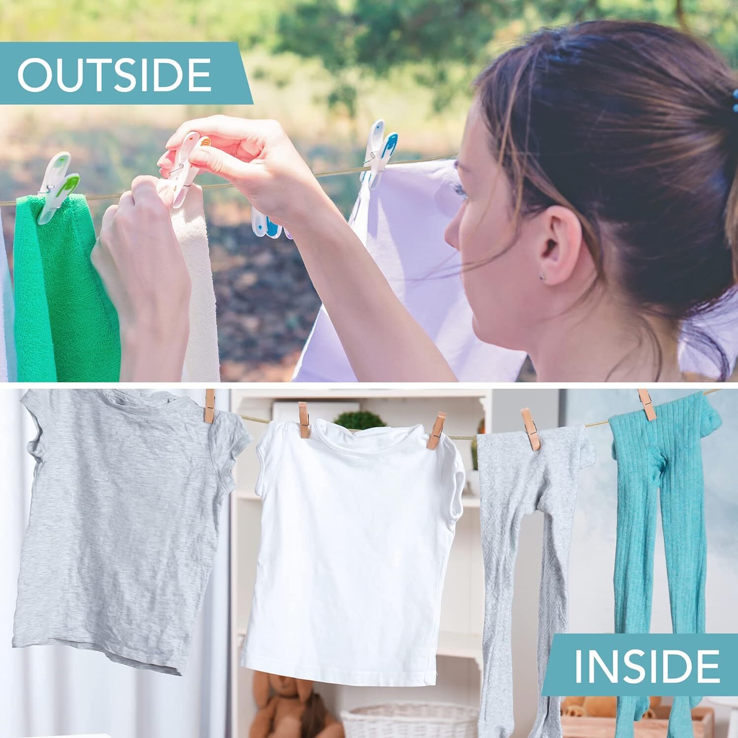 50M Heavy Duty Clothes Washing Line Steel Core Strong Wire Rope Laundry ...