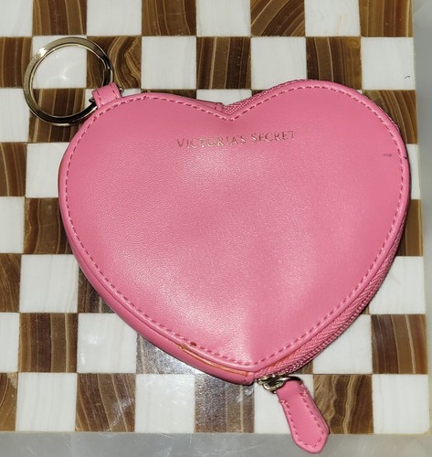 Victorias Secret Heart Shape Zip Key Ring Coin Pouch Pink | eBay