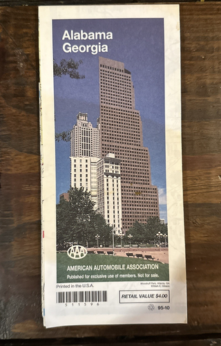 Alabama Georgia AAA Travel Road Map | eBay