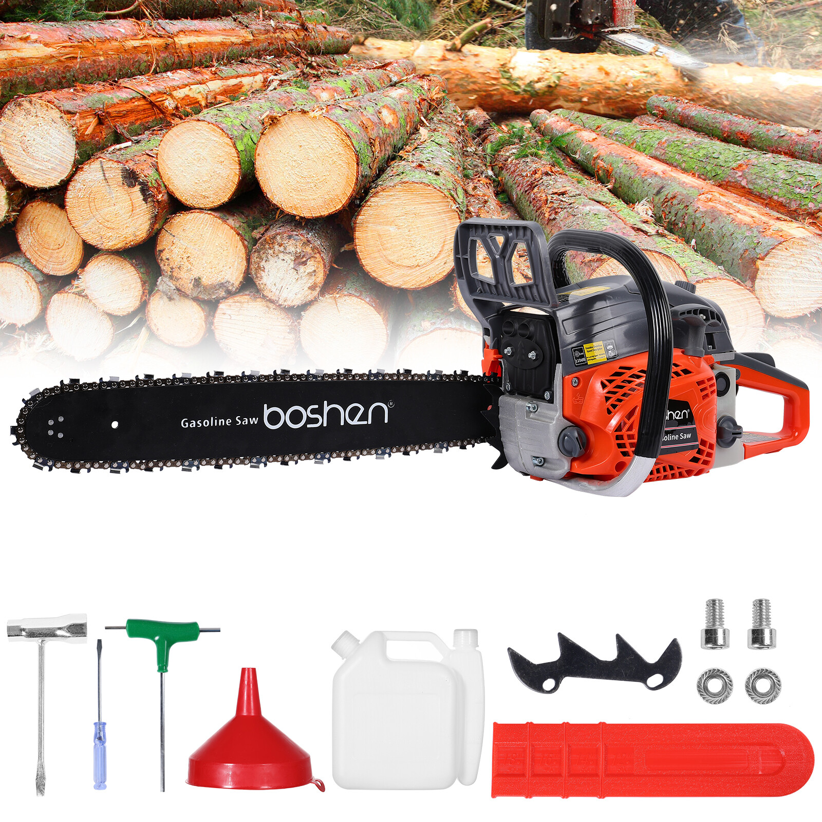 58cc Gas Chainsaw 20" Gasoline Powered Upgarded Chain Saw Engine Wood ...