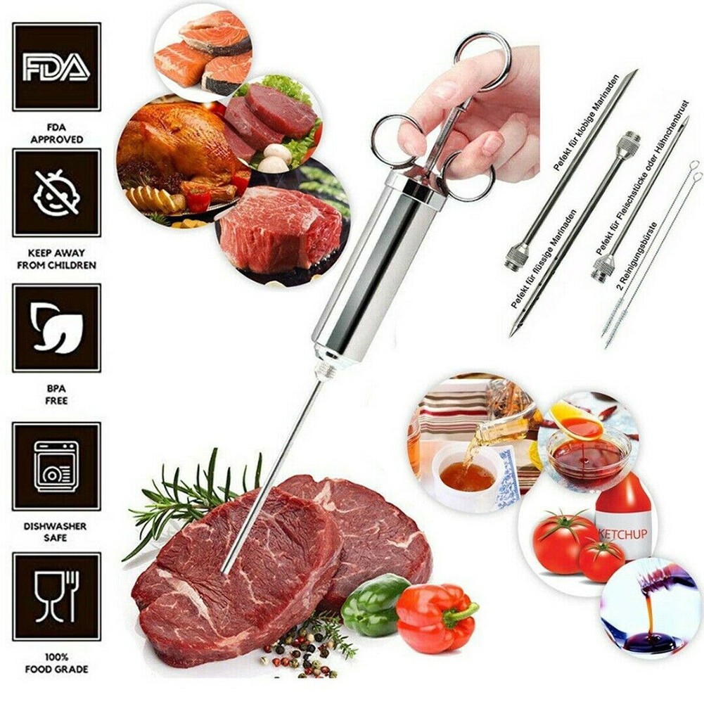 Food Marinade Meat Injector Flavor Syringe, Beef, Poultry, Turkey ...