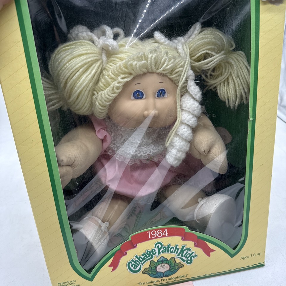 Cabbage Patch Kids 1985 Doll Blonde Hair Blue Eyes in Box Vintage Toy ...