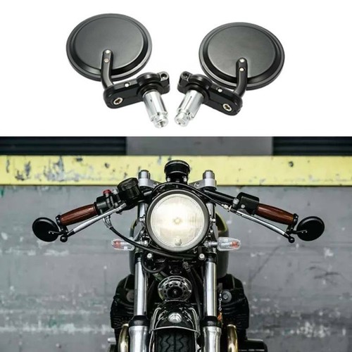 2x Universal Black Motorcycle Bike 7/8"Bar End Rear Side View Mirrors ...