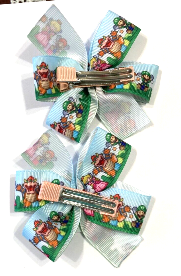 Beautiful Princess Peach inspired set of pigtail hair bows for girls ...