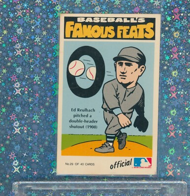 🔥1972 Ed Reulbach Fleer Baseballs Famous Feats Cubs #29 Double Header ...
