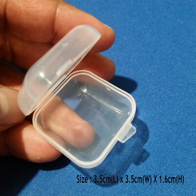 Mini Clear Plastic Small Box Container Storage Case Lock Jewelry Earing ...