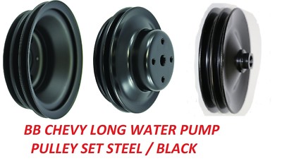 396 454 BB CHEVY PULLEY KIT BLACK STEEL LWP WATER PUMP PULLEYS POWER ...
