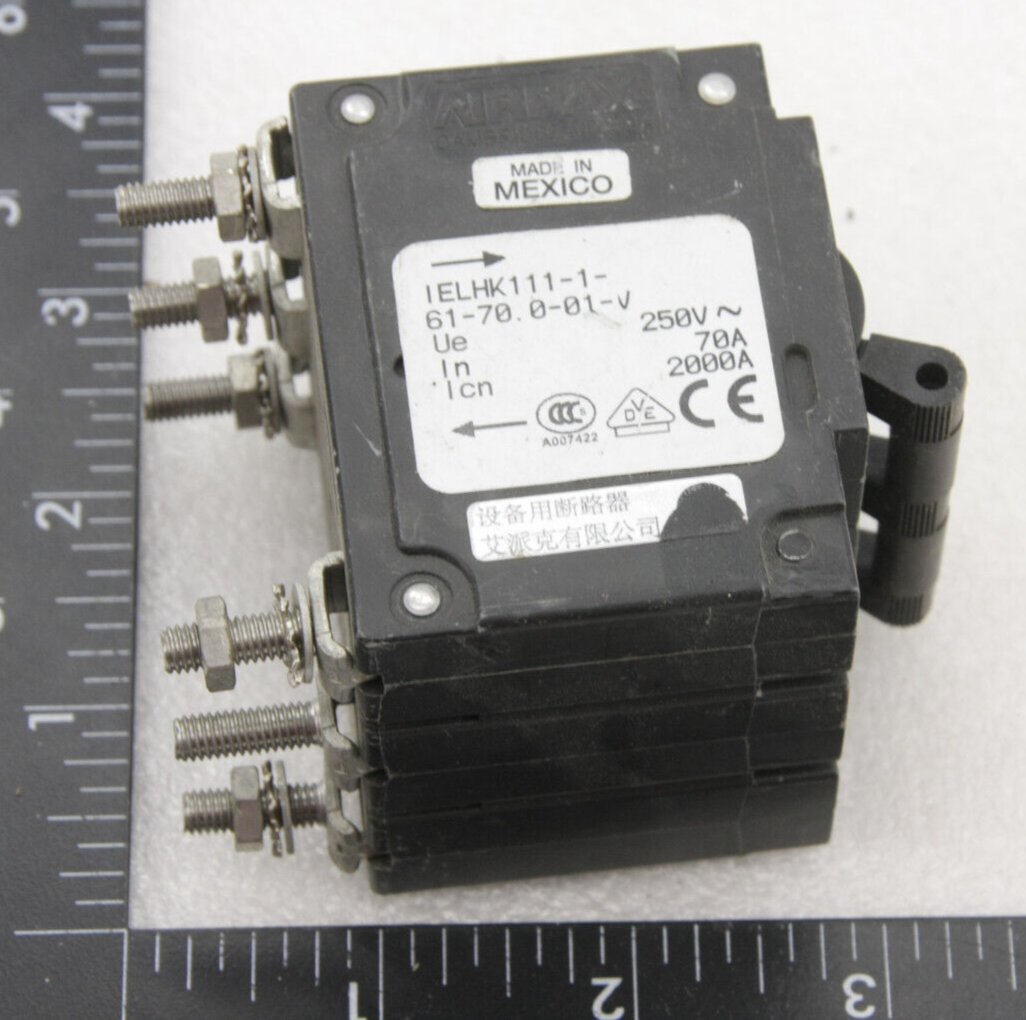 Airpax IELHK111-1-61-70.0-01-V 70A 250V Circuit Breaker 3-Pole Panel ...