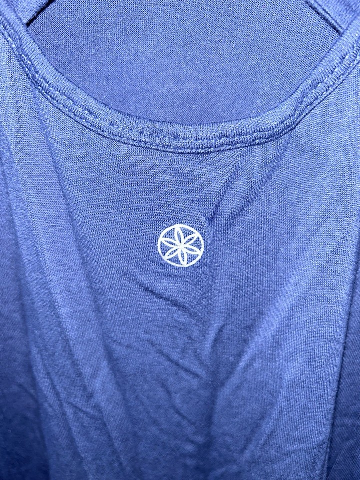 Gaiam Womens Pullover T-Shirt Womens Large Blue Long Sleeve Strappy ...