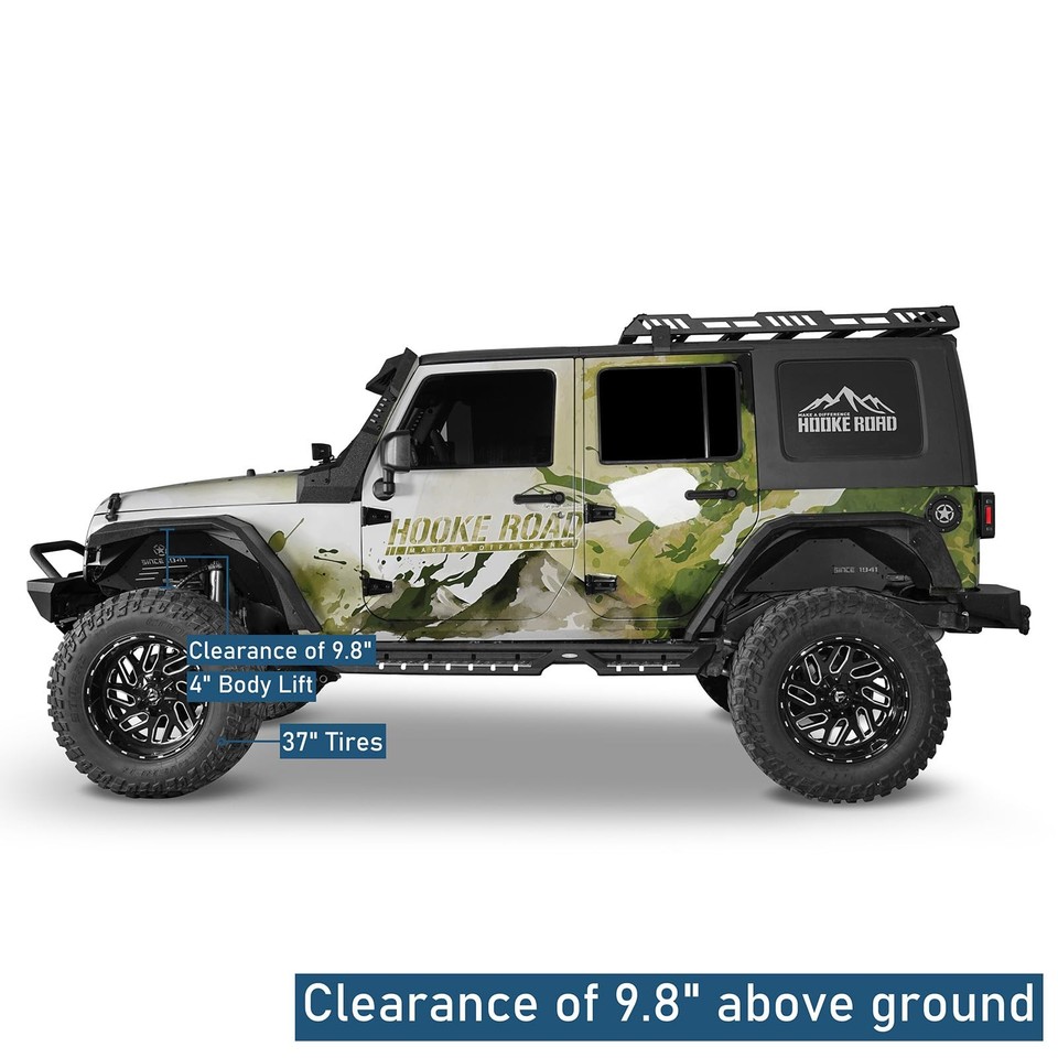 8.7" Wide Front Fender Flares w/DRL 2PCS 2007-2018 Jeep Wrangler JK/JKU ...
