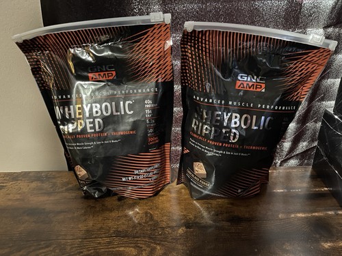 Lot Of 2 GNC AMP Wheybolic Ripped Whey Protein Powder Chocolate Fudge ...