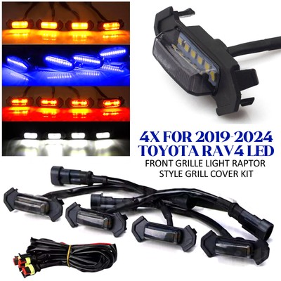 4x LED Front Grille Light Raptor Style Grill Cover Kit For Toyota RAV4 ...