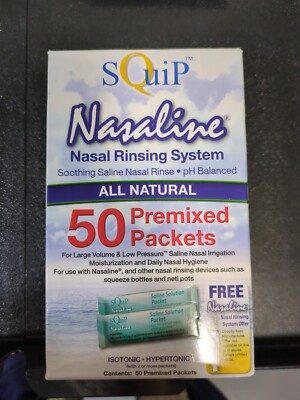 Nasaline Nasal Rinsing System All Natural 50 Premixed Packets Exp 10/26 ...