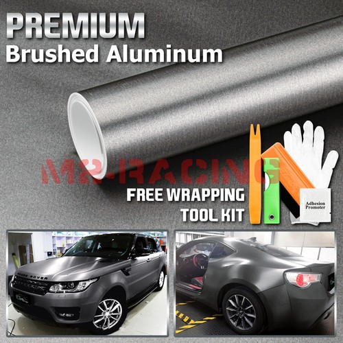 4FTx5FT Brushed Aluminum Gunmetal Gray Car Vinyl Wrap Sticker Decal Air ...