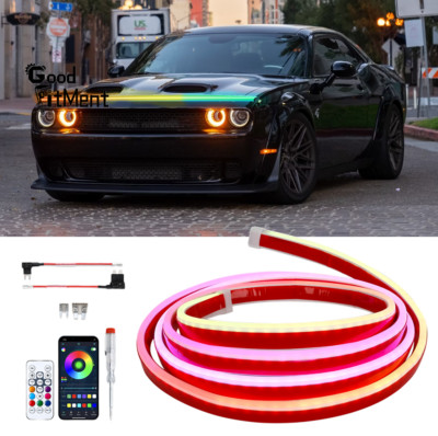 94'' RGB Scan Start Up LED Hood Light Strip DRL For Dodge Challenger ...