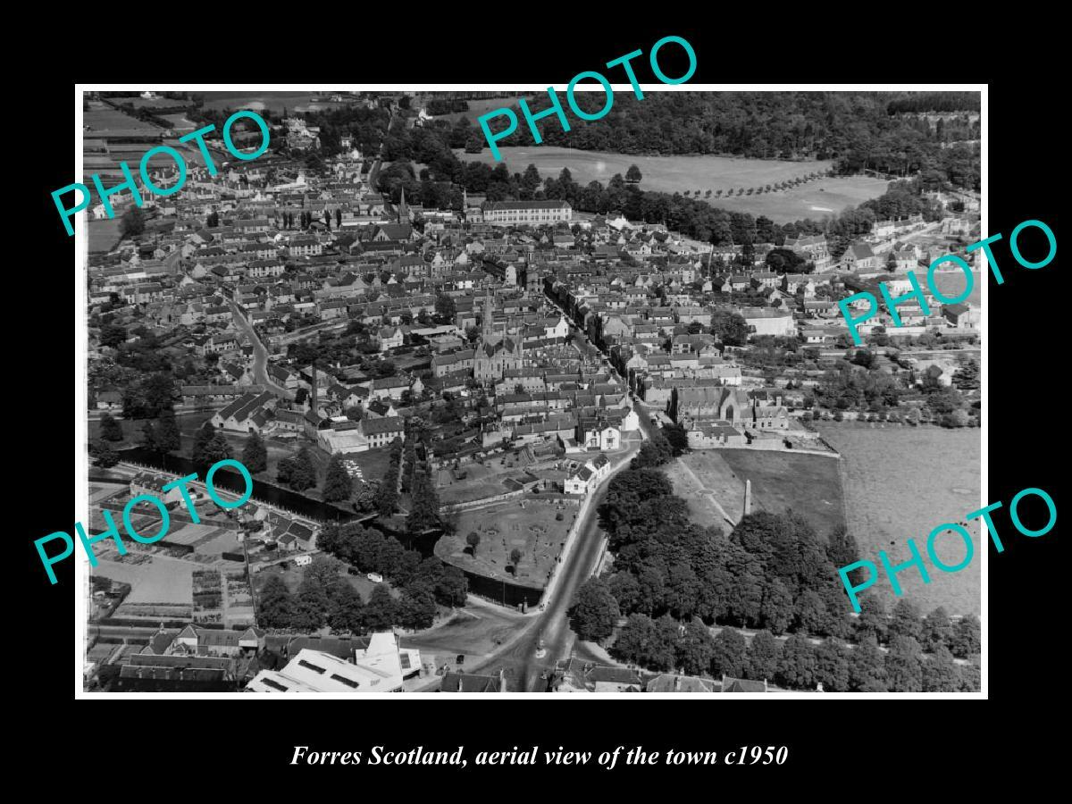 OLD 8x6 HISTORIC PHOTO OF FORRES SCOTLAND AERIAL VIEW OF THE TOWN c1950 ...