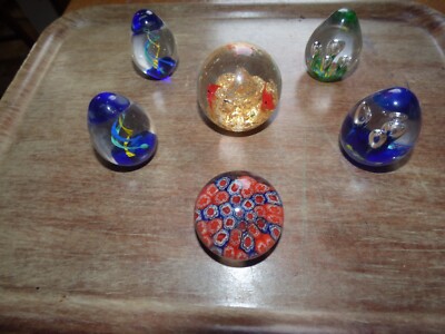 SIX ASSORTED SMALL GLASS PAPERWEIGHTS | eBay UK