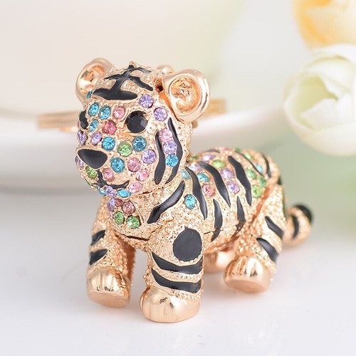 Cute Tigers White/Rainbow Crystal Key Chain Women's Handbag Car Pendant ...