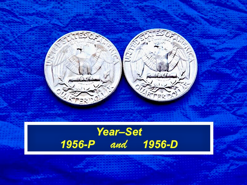 GEM "BU" 1956 YEAR-SET "1956-P & D" Silver Quarters Both Coins 256ys5 ...