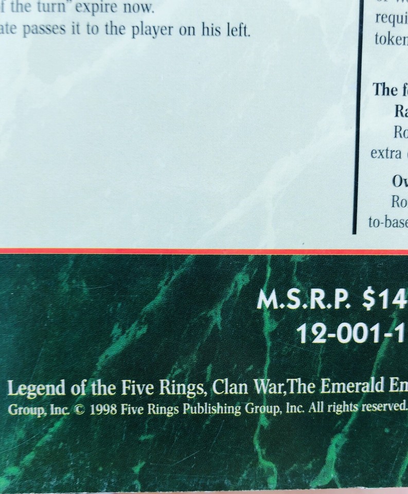 Clan War Rulebook Legend Of Five Rings L5R Miniatures War Game Used ...