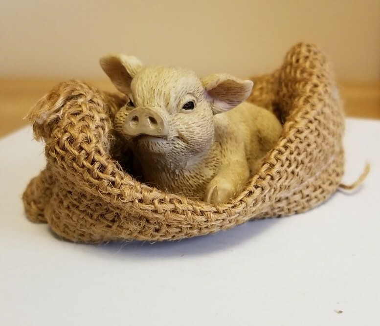 Pig Laying in a Burlap Sack, Pig is 3" long and Sack is 4" long | eBay