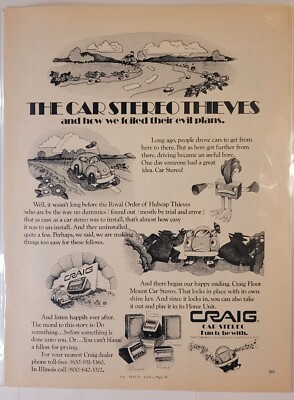 Vintage 1970s CRAIG Car Stereo Thieves Magazine Ad | eBay