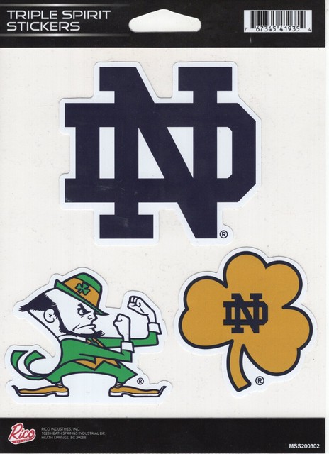 Notre Dame Fighting Irish Set of 3 Die Cut Decals Stickers Spirit ...
