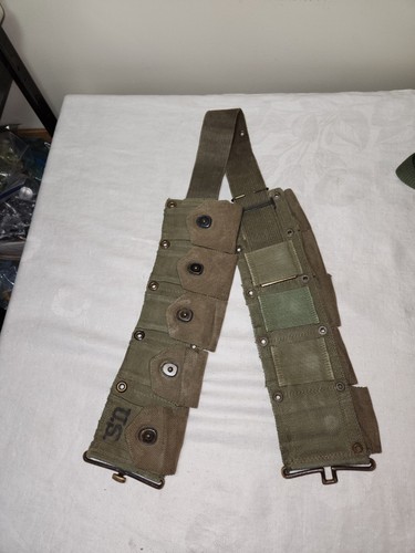 Vintage WWII U.S. Army USMC M1923 M1 Garand Cartridge Ammo Web Belt ...