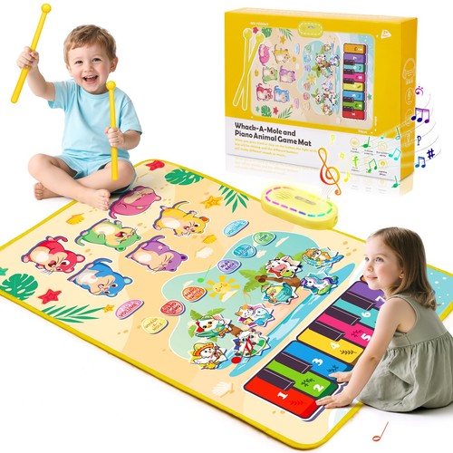 3-in-1 Piano Mat for Toddlers: Exclusive Light Up Whack A Mole Game ...