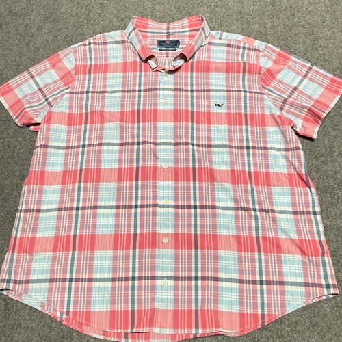 Vineyard Vines Shirt Mens Big Tall 3XB Red Pink Blue Plaid Classic Fit ...