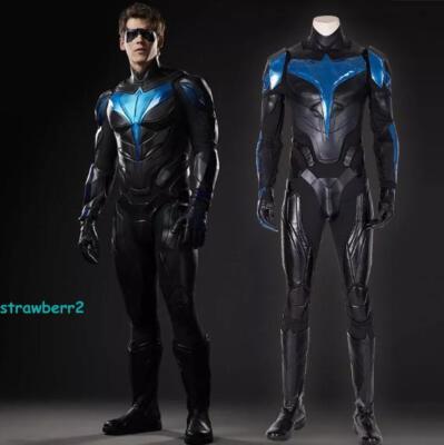 Super Hero Nightwing Cosplay Costume Jumsuit PU Set Suit Outfit ...
