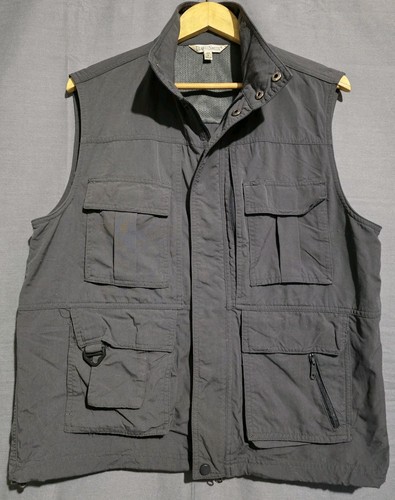 TravelSmith Vest Men M Gray Cargo Fishing Sleeveless Utility Travel ...