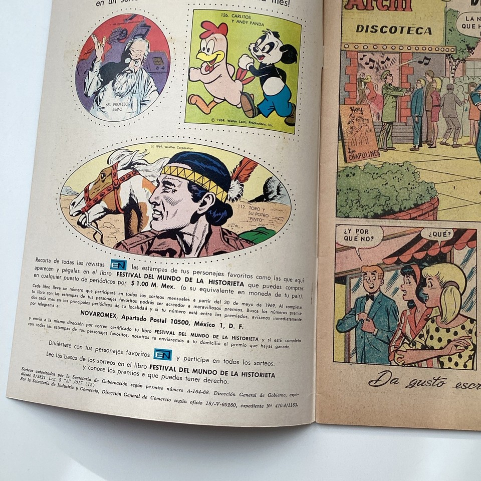 1969 SPANISH MEXICAN COMICS ARCHI #339 ARCHIE TOROMBOLO BETI VERO ...