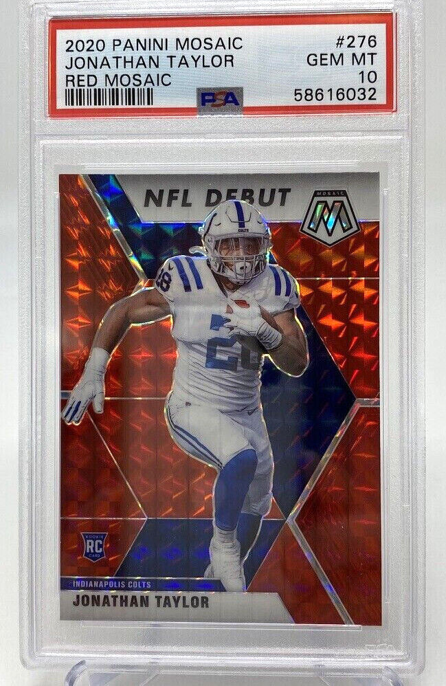 2020 Panini Mosaic #276 Jonathan Taylor ROOKIE CARD ~ PSA 10 ~ RED ...