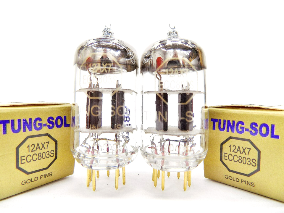 Mint Matched Pair of Low-Hour Tung Sol 12AX7/ECC803S Gold Pin Vacuum ...