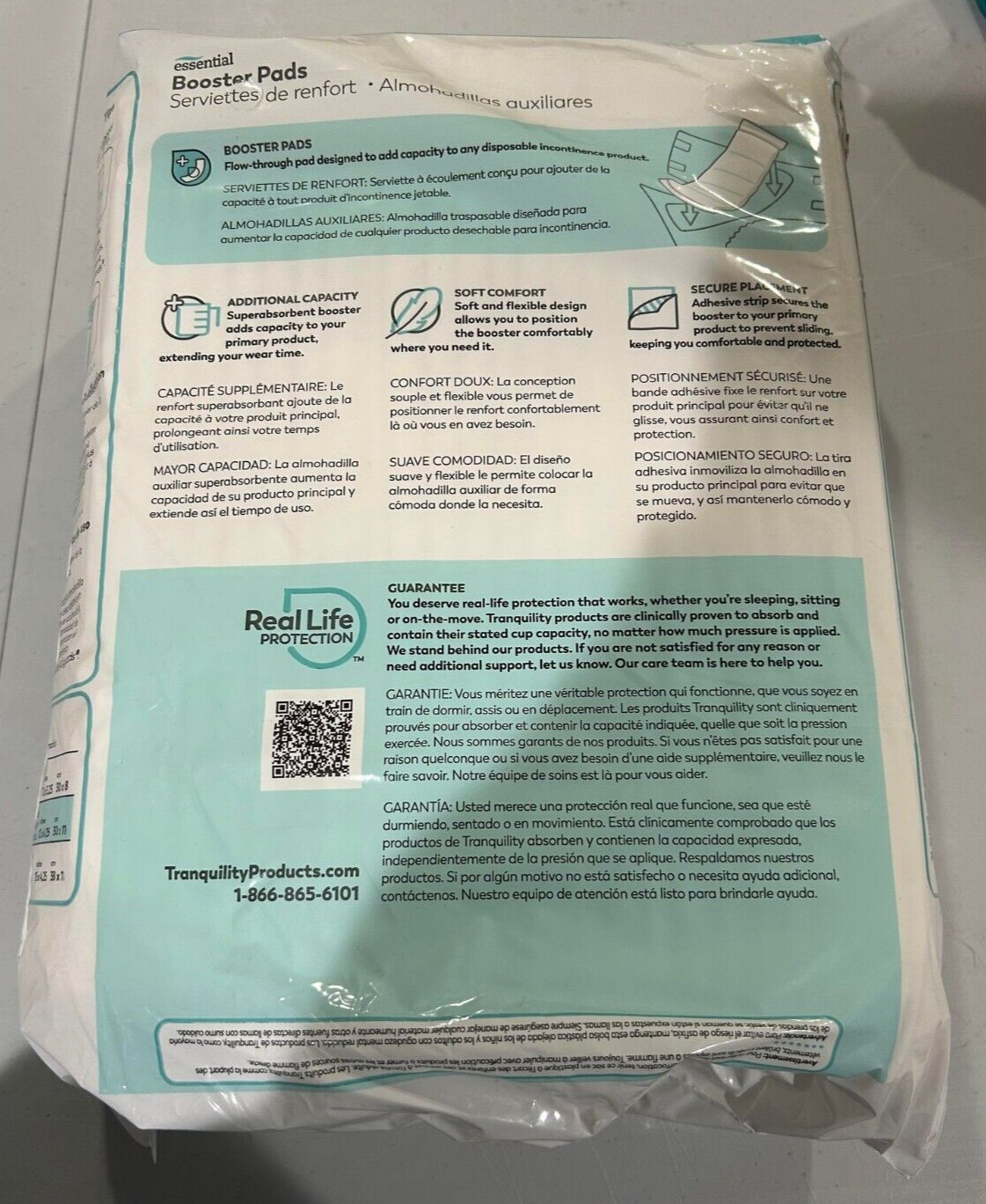 Tranquility Essential Booster Pads 12" x 4.25" Heavy Flow Pad 25 Ct ...