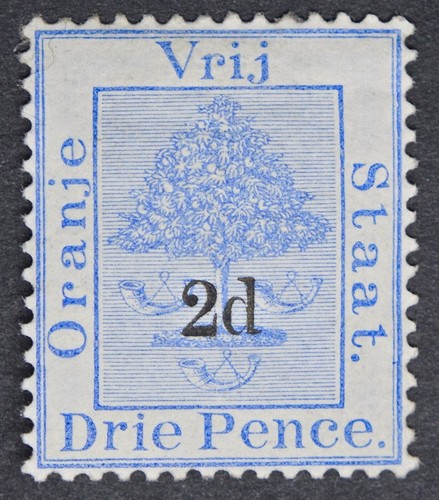 ORANGE FREE STATE SG52 1888 2d on 3d Ultramarine, Mounted Mint | eBay