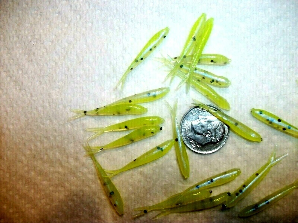 100-1 1/8" MICRO CRAPPIE-PANFISH-SOFT MINNOWS-GRUBS-JIGS-SPLIT TAIL ...