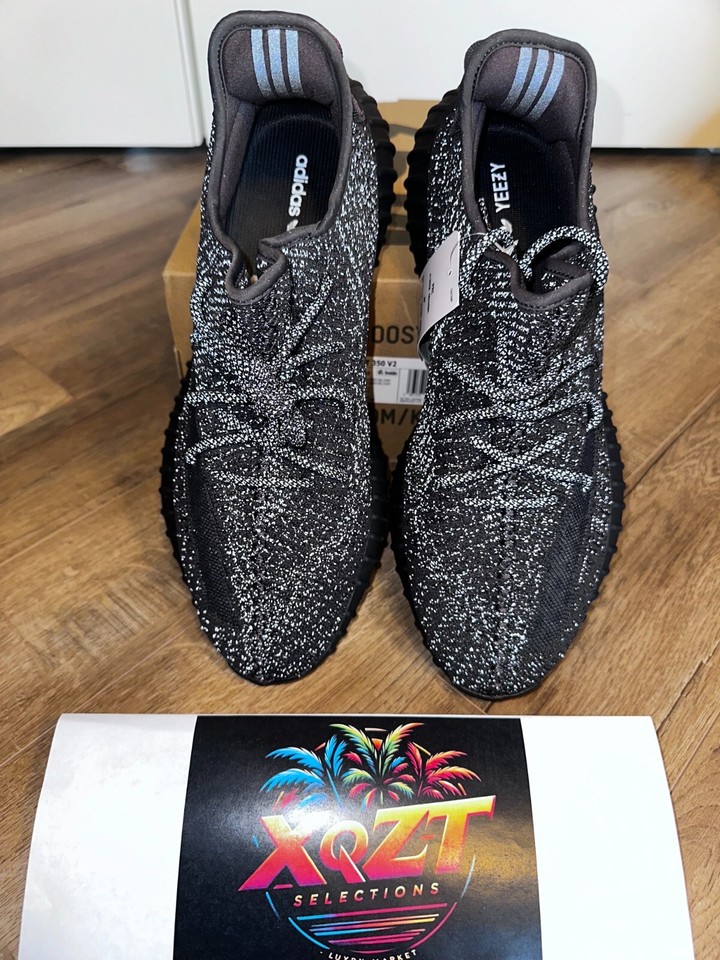RARE PAIR Adidas Yeezy Boost 350 V2 Static Black Reflective FU9007 Size ...