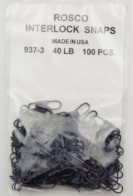 100 Rosco Interlock Snaps #937-3 Black 40lbs test Made in USA | eBay