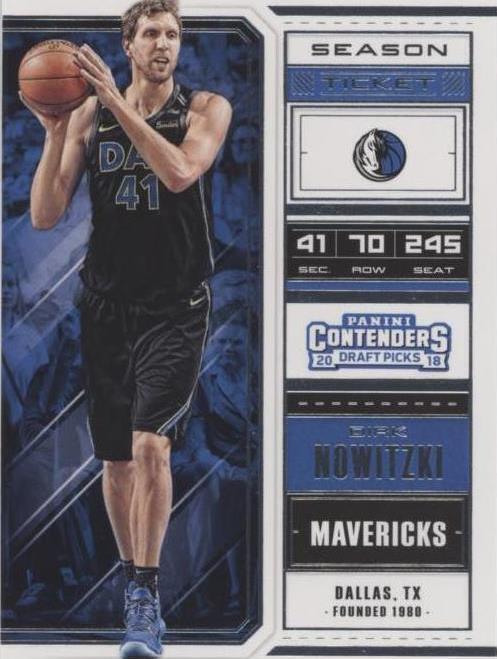 2018 Panini Contenders Draft Picks - Season Ticket Variation Dirk ...