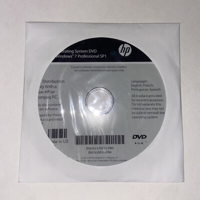 HP Operating System DVD Windows 7 Professional SP1 Sealed 670233-DN4 | eBay
