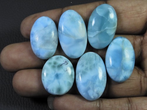 6Pcs Natural Larimar Pectolite Oval Cabochon Loose Gemstone Lot 155cts ...
