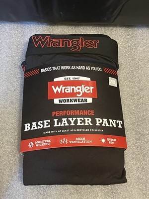 NEW Wrangler Workwear Performance Base Layer Pant Mens, Size 2XL, Black ...